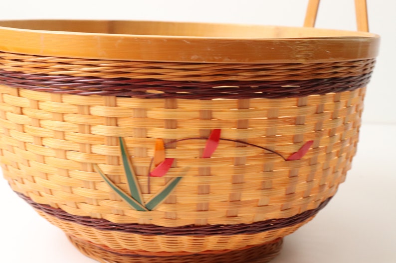 Woven Bamboo Chinese Basket With Handle Fruit Herb Gathering - Etsy