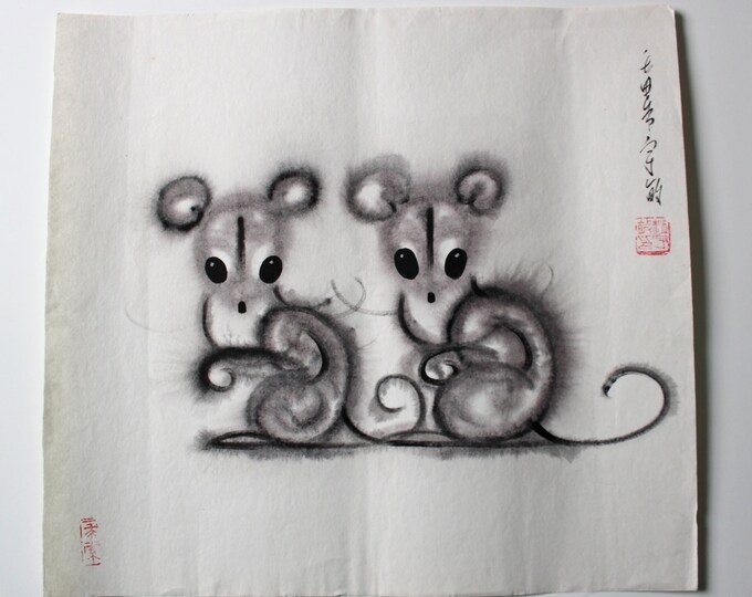 Chinese Original Drawing of Mice Signed by the Artist - Etsy
