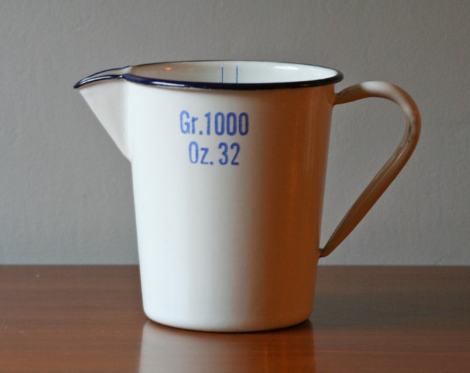 Vintage White Enamel Measuring Cup - Etsy