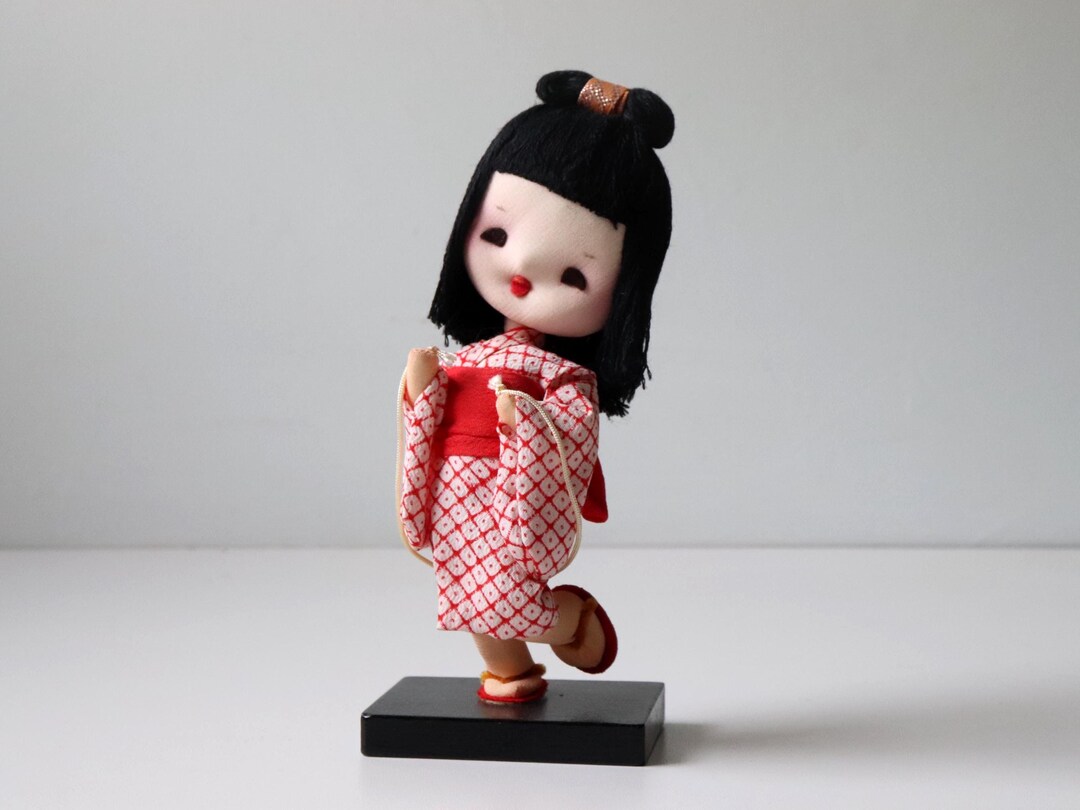 Vintage Japanese Cloth Doll in Red Kimono With Stand [SB60] - Etsy