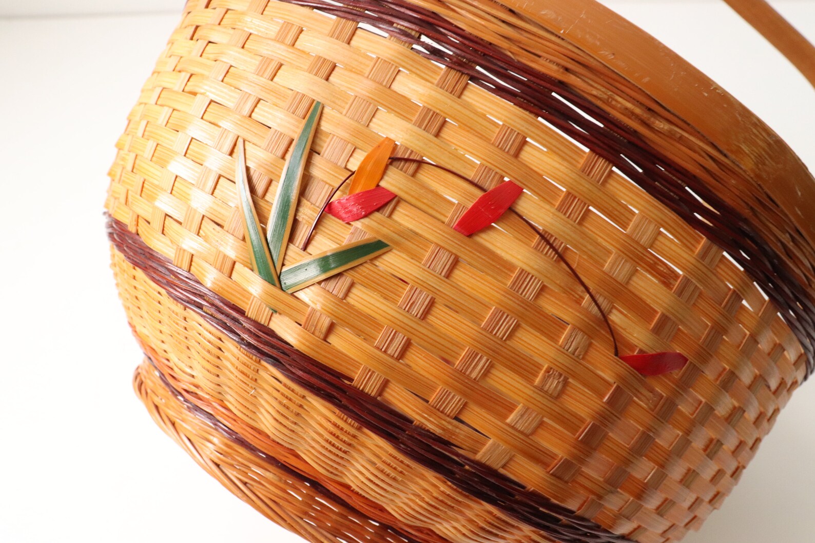 Woven Bamboo Chinese Basket With Handle Fruit Herb Gathering - Etsy