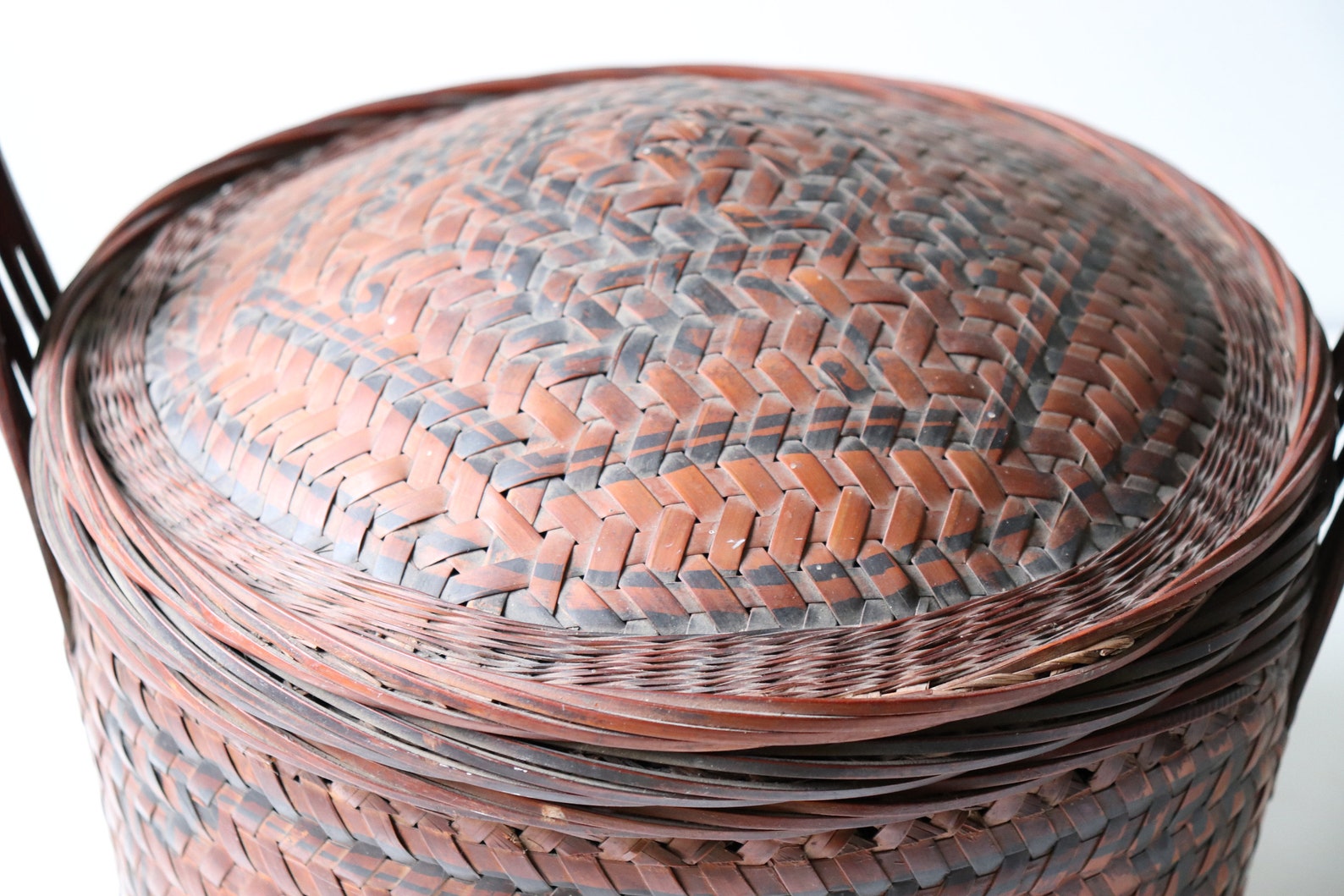 Antique Chinese Woven Bamboo Basket Lidded Asian Wedding | Etsy