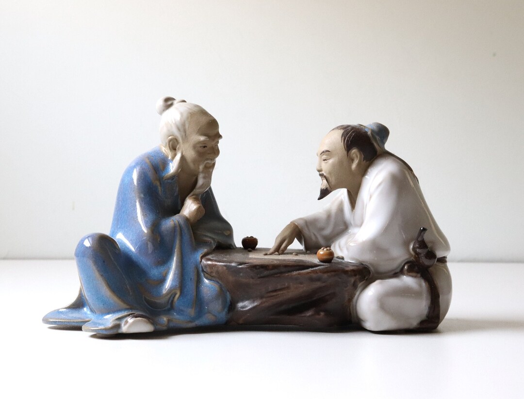 5.5" Tall Vintage Chinese Shiwan Glazed Mudman Pottery Scholar Figure ...