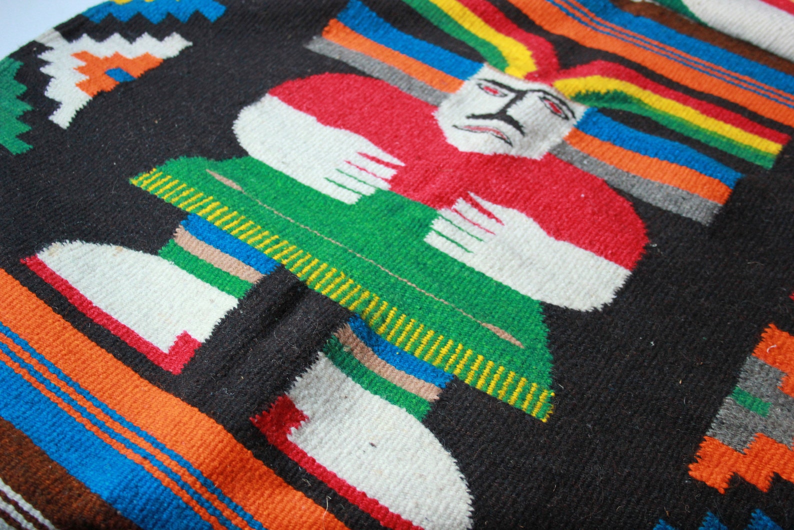 Tribal Textile Art Aztec Throw Rug Bohemian Wall Hanging | Etsy