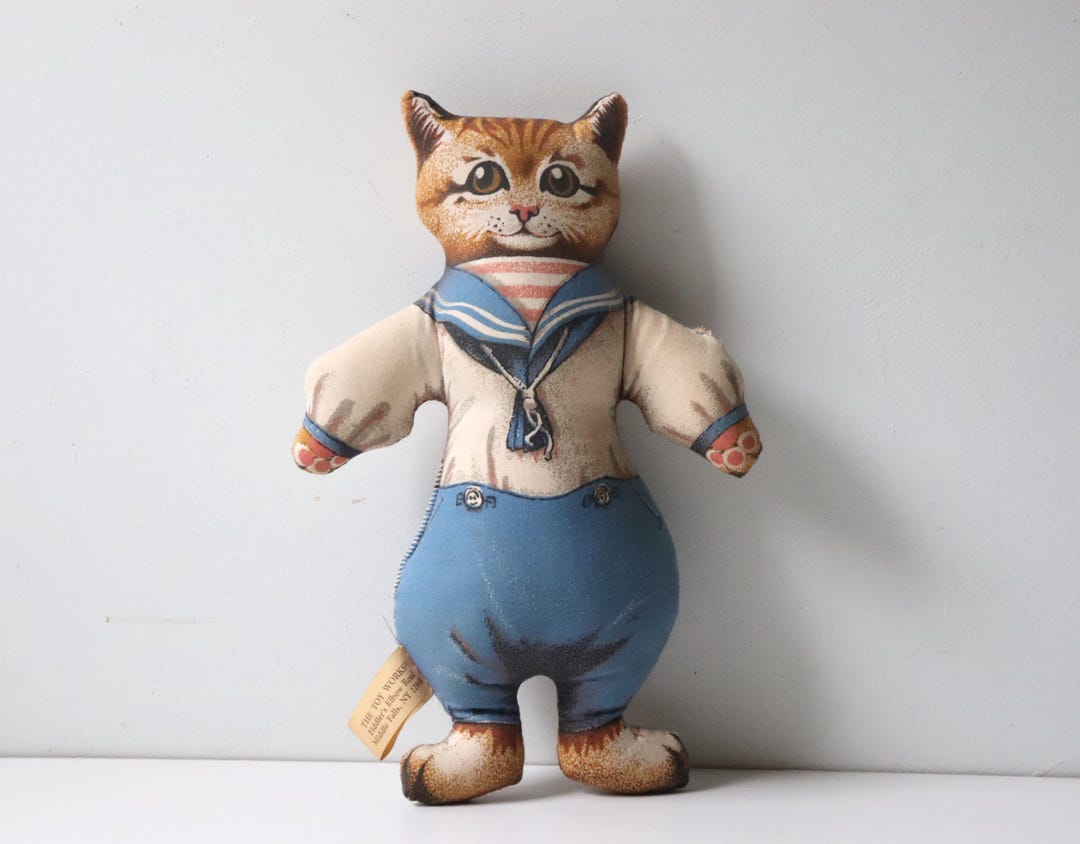 Vintage Cat Doll in Sailor Suit Cloth Stuffed Animal, 1970s the Toy ...