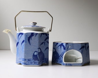 Arita Blue and White Chinese Quail Porcelain Teapot and Warmer - Etsy