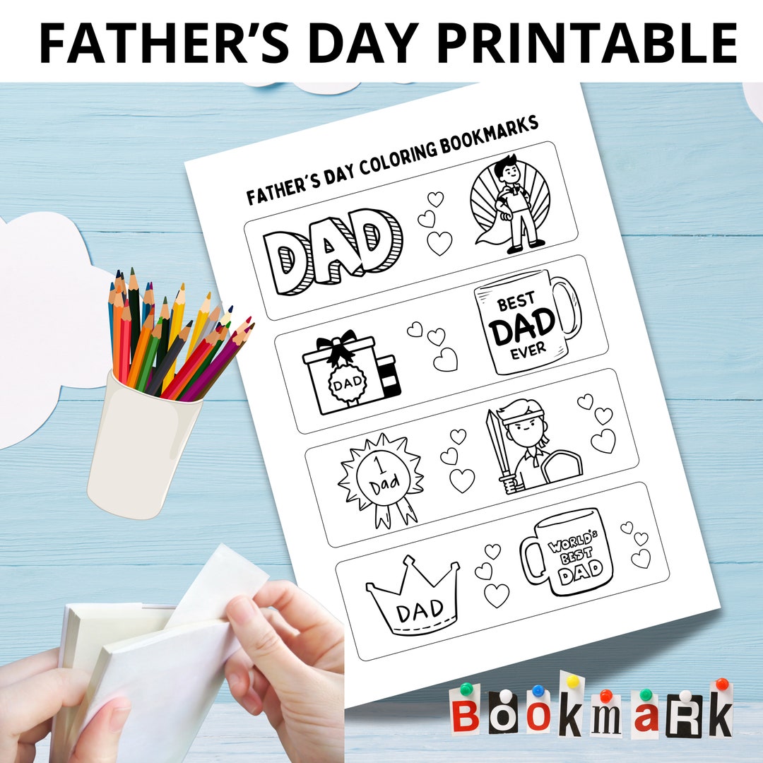 Bookmark's Happy Father's Day Printable Coloring Dad Daddy Instant ...