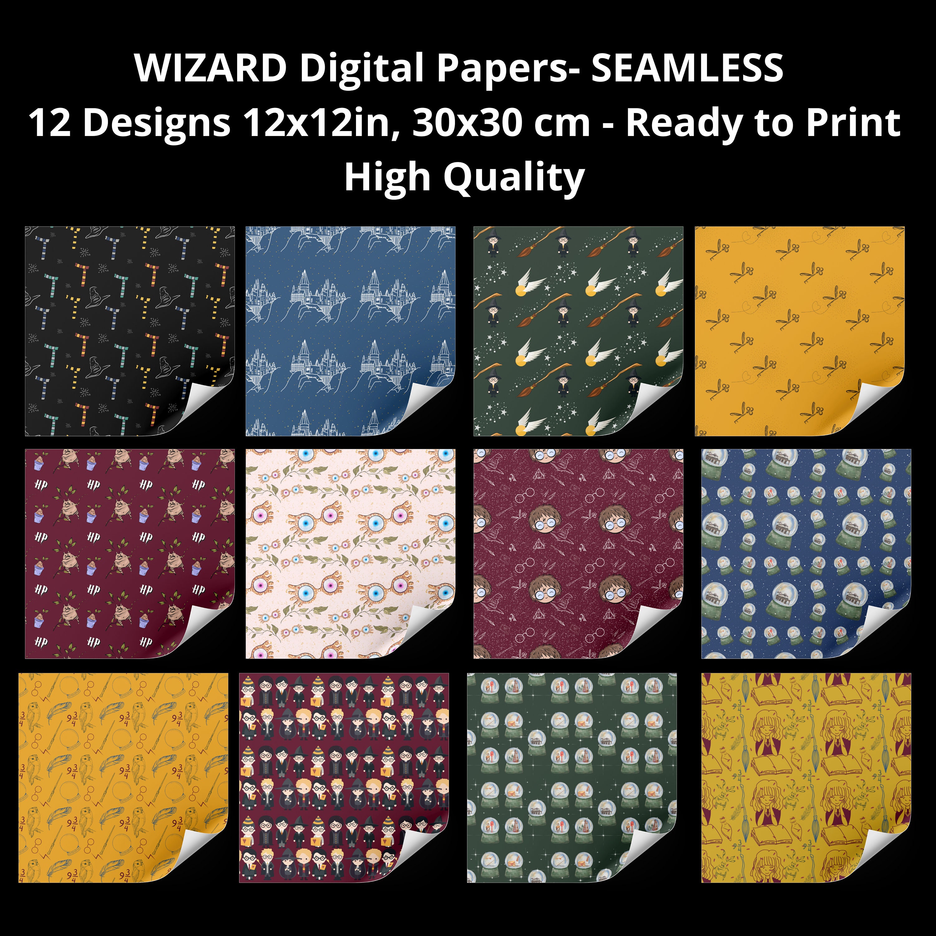 Wizard HP Digital Paper Wizard Pattern Digital Paper Magic Background ...