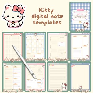 Cute Kawaii Kitty Cat Digital Notebook Template: Diary Kitty Cat ...