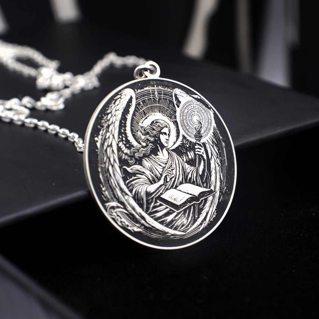 Archangel Uriel Pendant in 925 Sterling Silver, Spiritual Protection ...