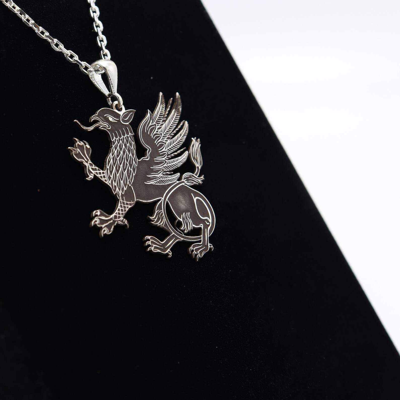 Majestic Guardian Griffin Pendant Sterling Silver Necklace, Regal ...