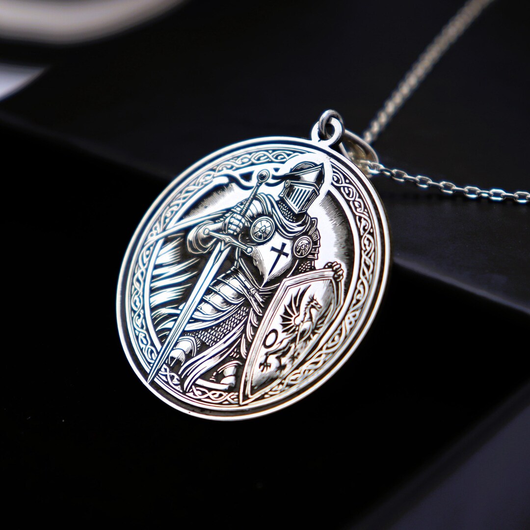 Knight Roland Pendant in 925 Sterling Silver, Medieval Hero Necklace - Etsy