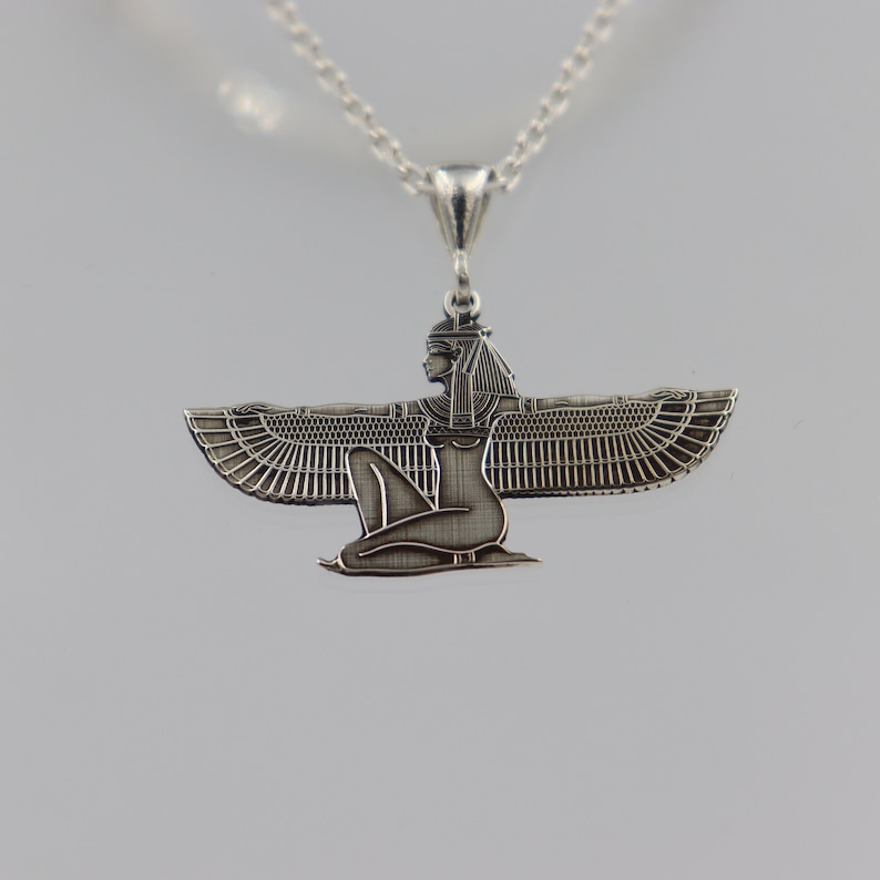 Isis Necklace Silver Handcrafted Pendant, Beautiful Egyptian Goddess ...