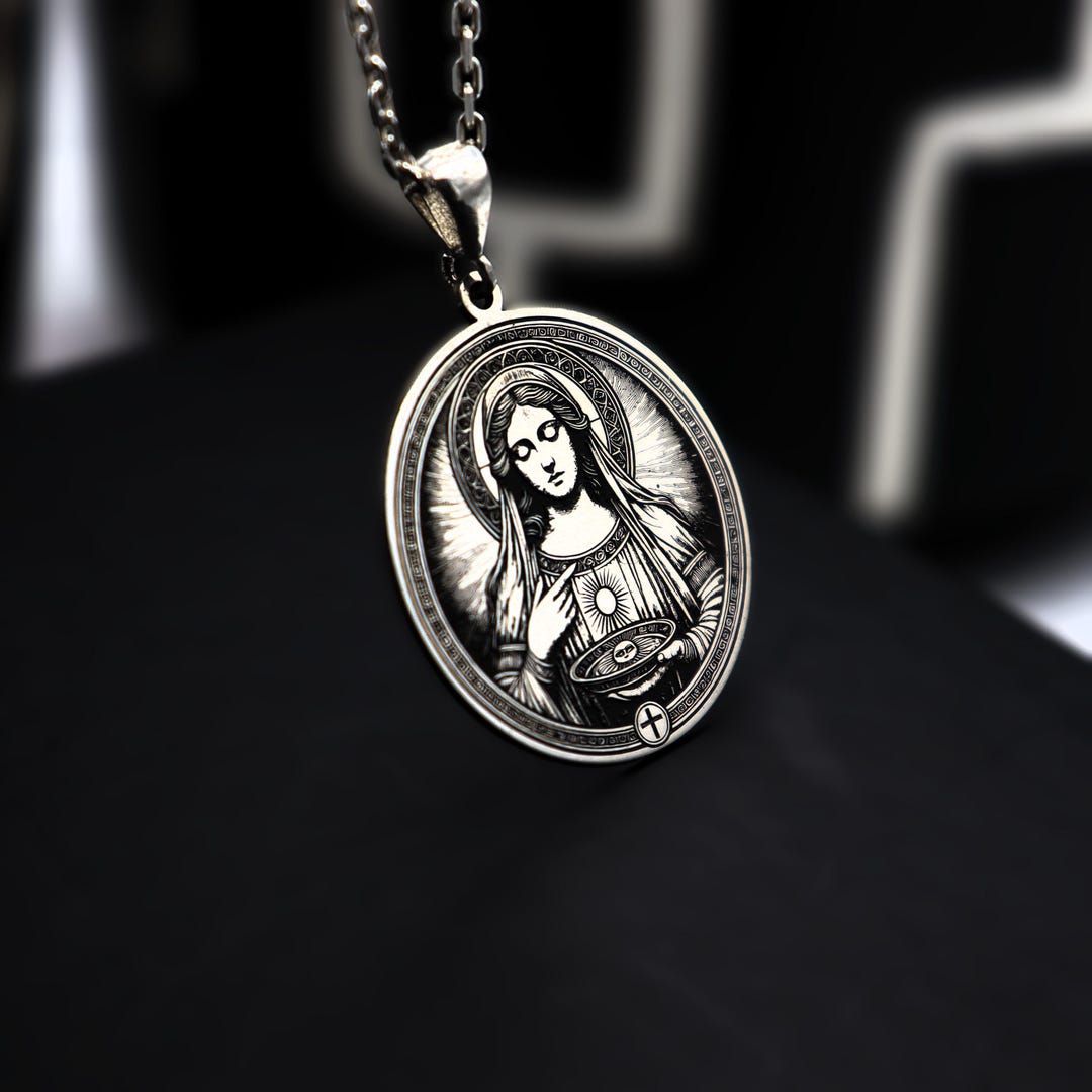 Handcrafted Sterling Silver Saint Lucy Necklace: Religious Pendant - Etsy