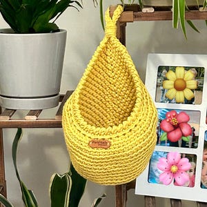 Crocheted Basket, Tear-drop Basket, Wall Mounted Basket - Etsy