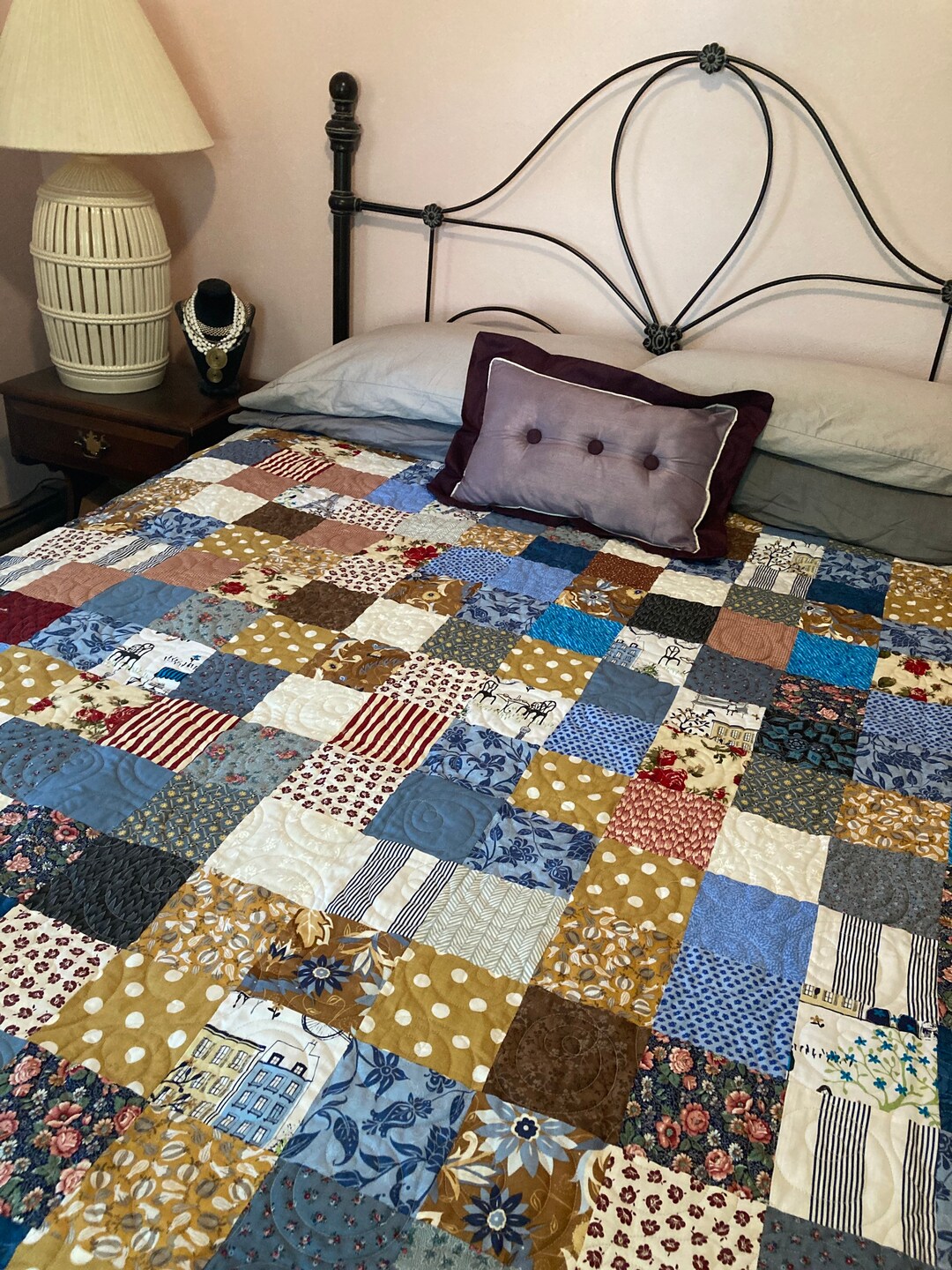 Queen Scrappy Country Patchwork Quilt -perfect for Farmhouse, Cabin ...