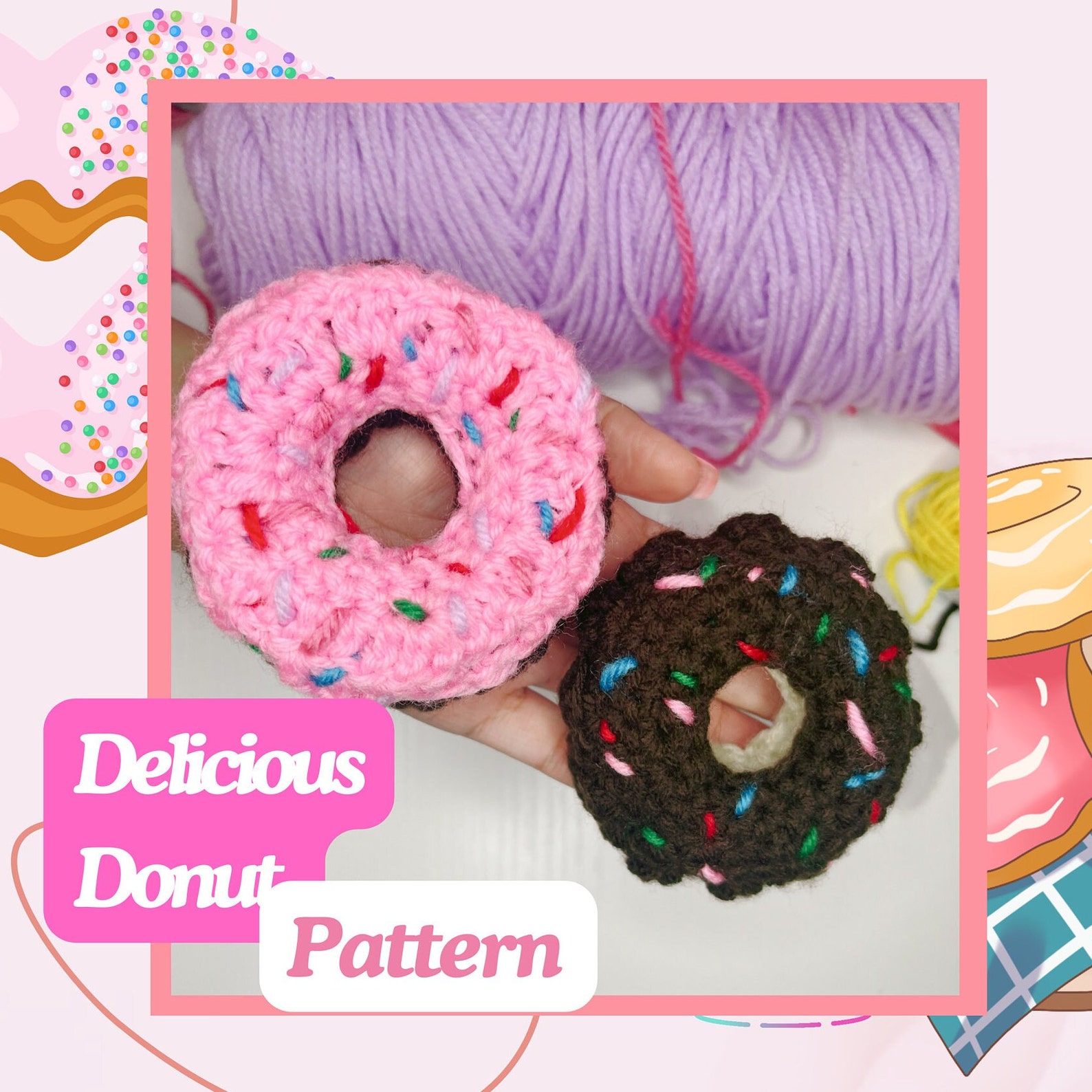2 in 1 Crochet Pattern, Adorable Donut Plushies, Amigurumi Crochet ...