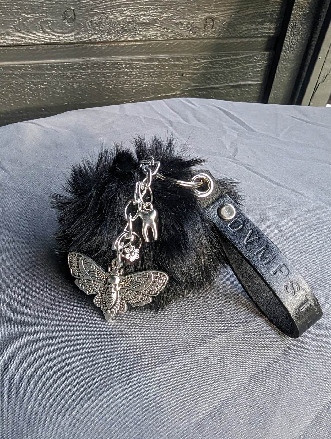 Pom-pom and Moth Keychain - Etsy