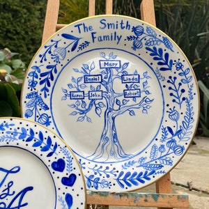Custom Family Tree Plate Hand Painted Ceramic Plate Unique Anniversary ...