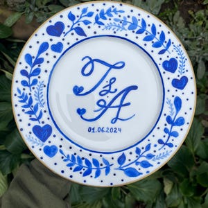 Wedding Initial Handpainted Ceramic Plate Family Name Sign Gift for ...