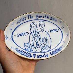 Personalized Plate Custom Family Portrait MAX 6 PERSONS Hand Painted ...