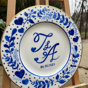 Wedding Initial Handpainted Ceramic Plate Family Name Sign Gift for ...