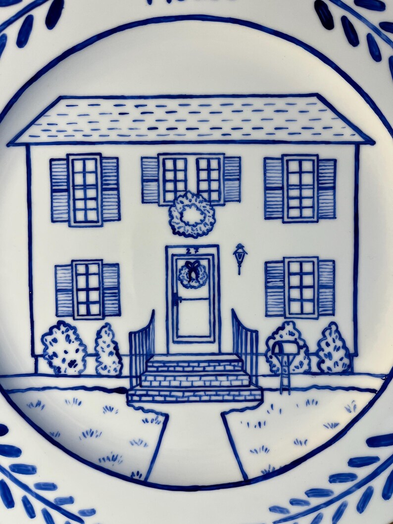 Custom House Portrait on Ceramic Plate Hand-painted Platter House ...