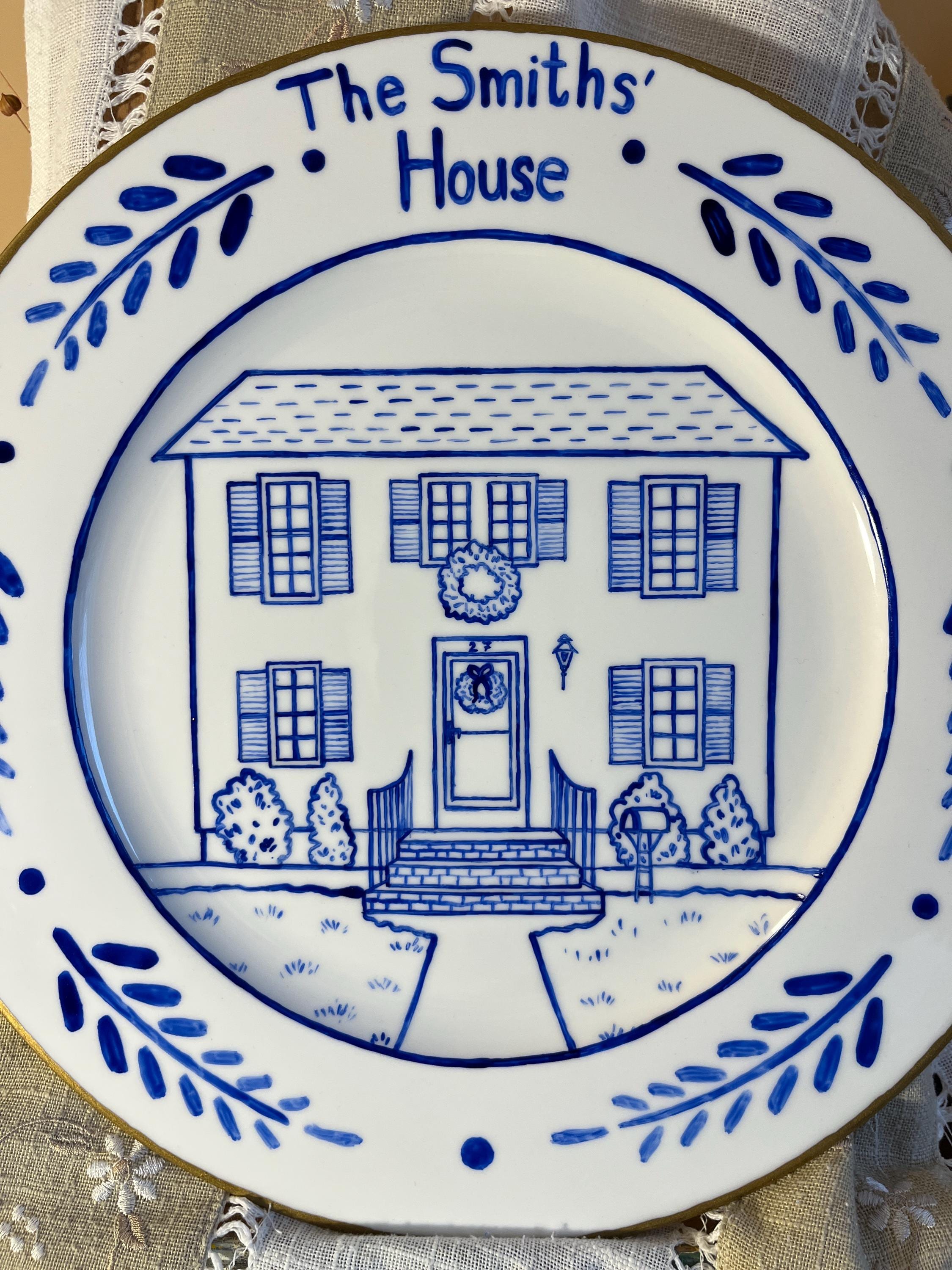 Custom House Portrait on Ceramic Plate Hand-painted Platter House ...