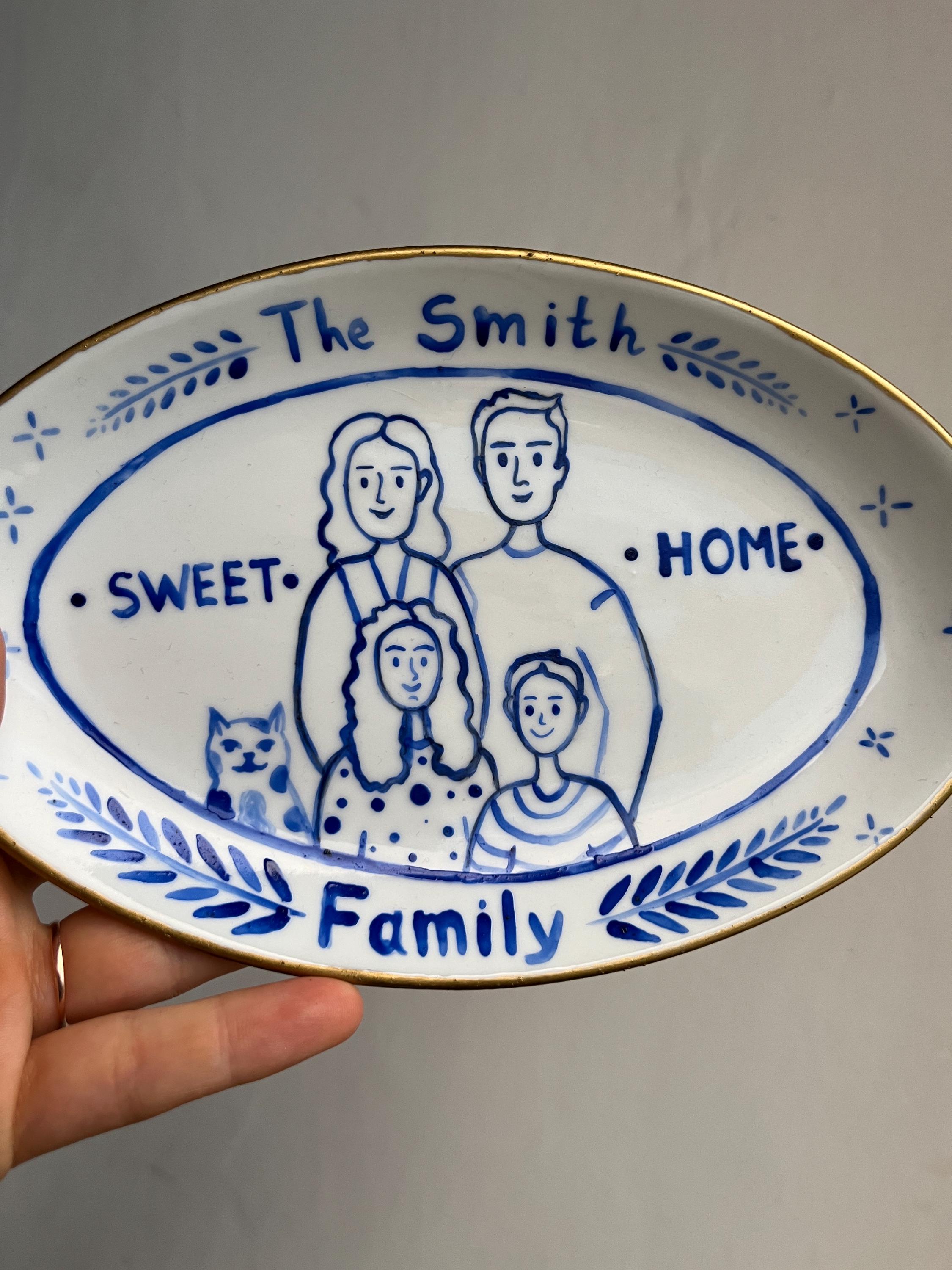 Personalized Plate Custom Family Portrait MAX 6 PERSONS Hand Painted ...