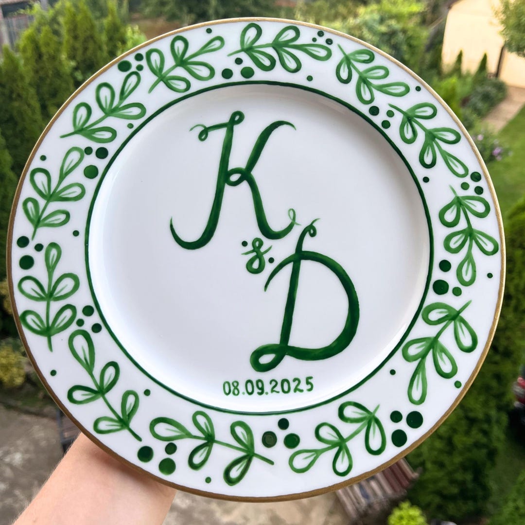 Personalized Wedding Plate With Initials – Hand-painted Ceramic Name ...