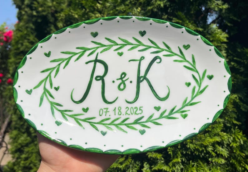 Personalized Wedding Gift, Family Name Ceramic Plate, Hand-painted ...