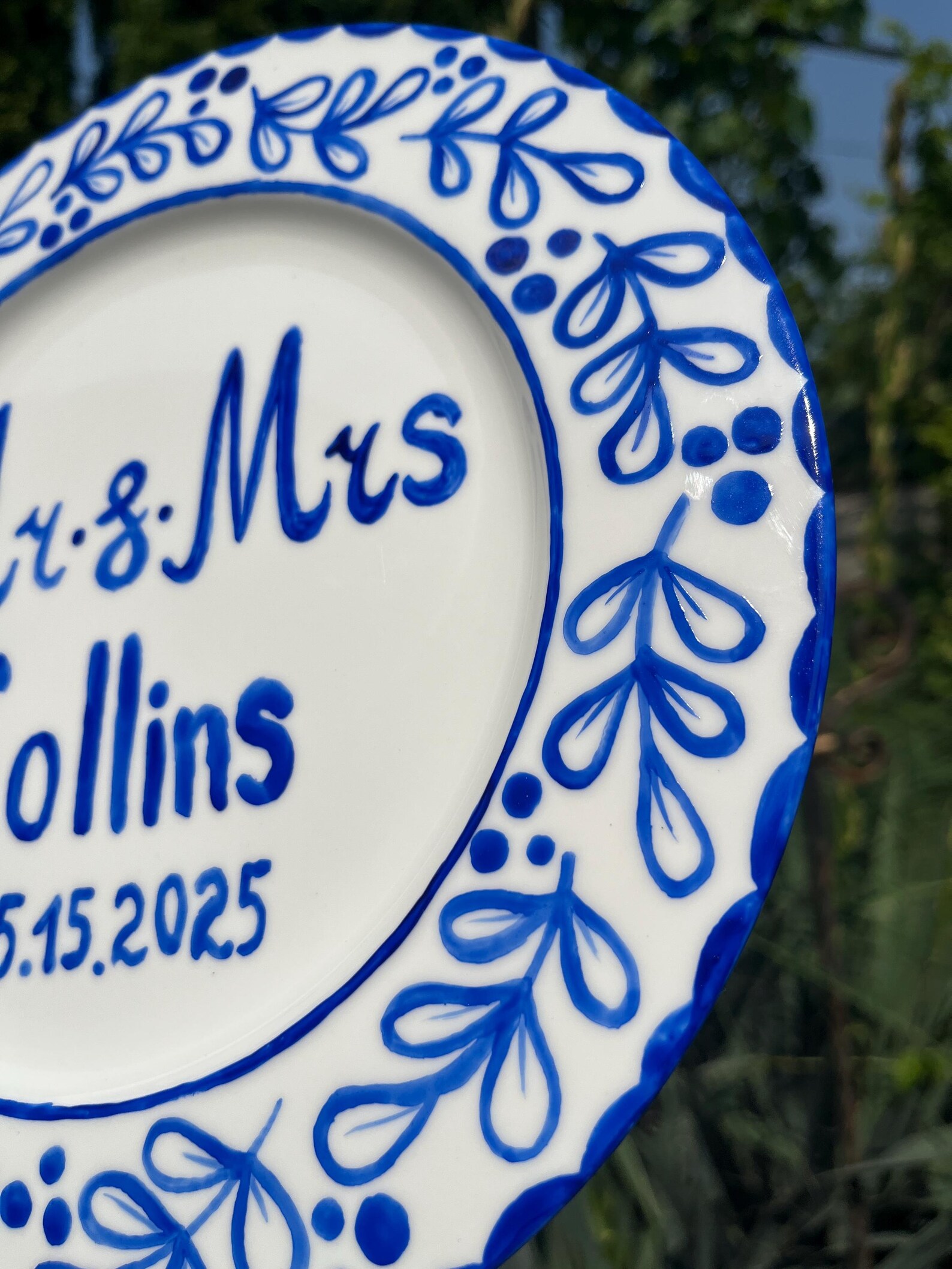 Personalized Wedding Plate, Handpainted Ceramic Family Name Sign ...