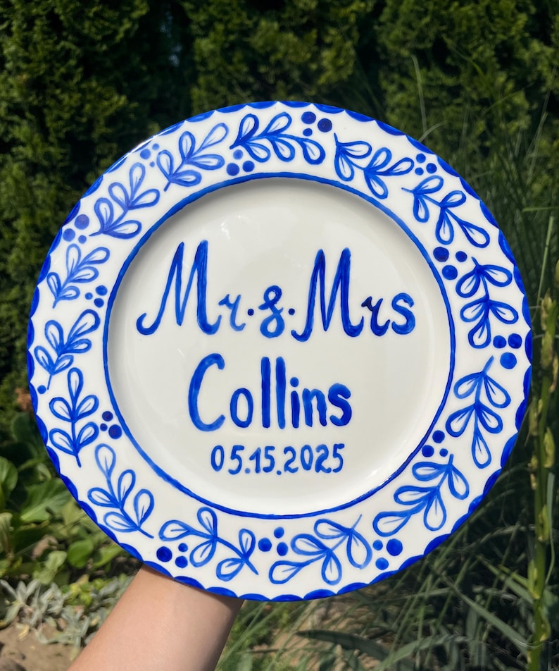 Personalized Wedding Plate, Handpainted Ceramic Family Name Sign ...