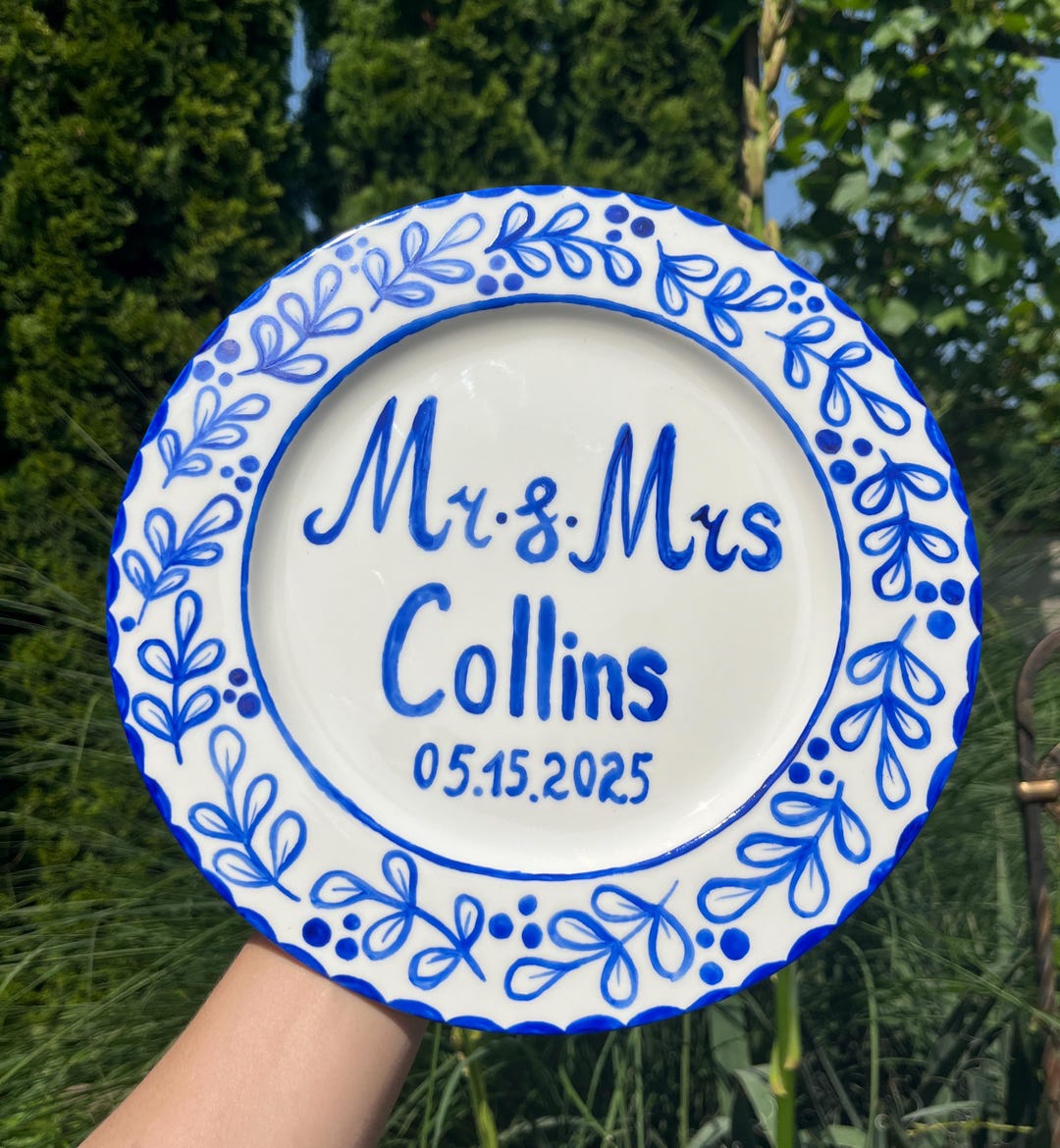 Personalized Wedding Plate, Handpainted Ceramic Family Name Sign ...