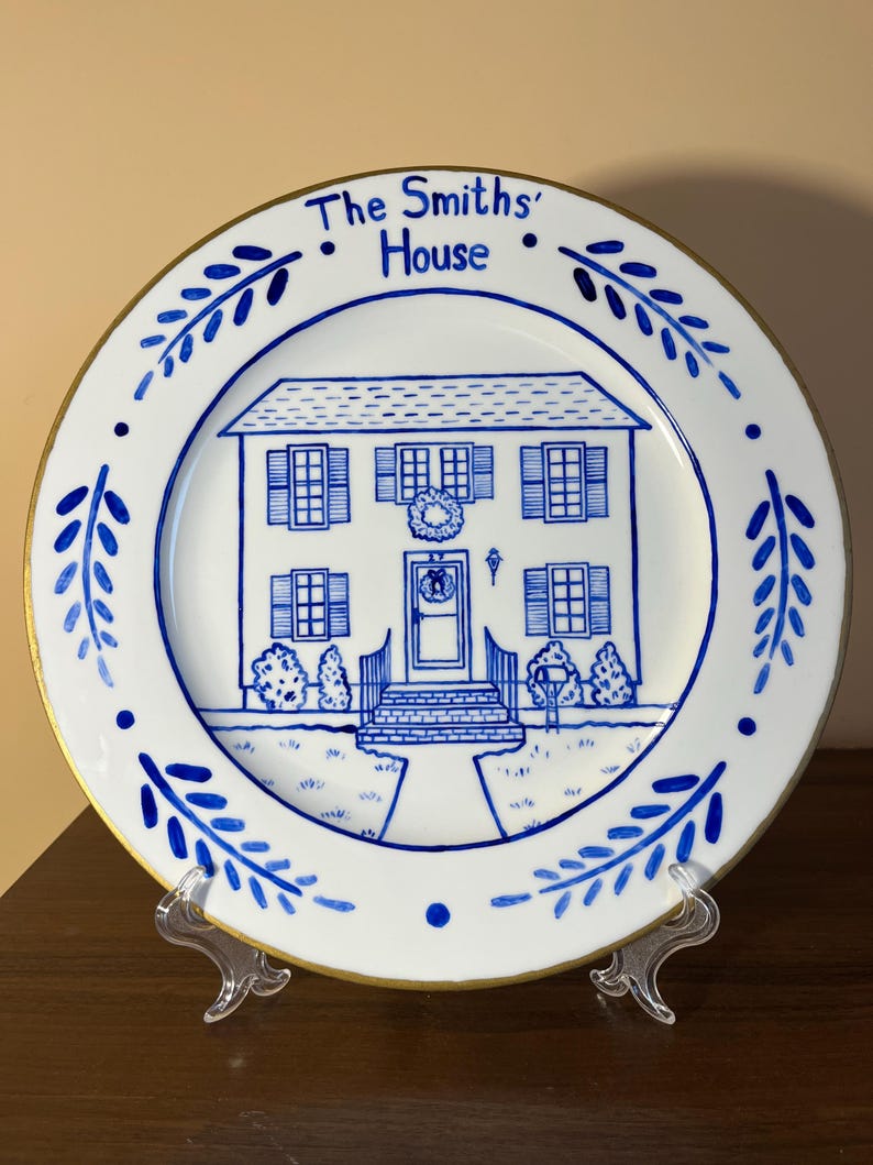 Custom House Portrait on Ceramic Plate Hand-painted Platter House ...