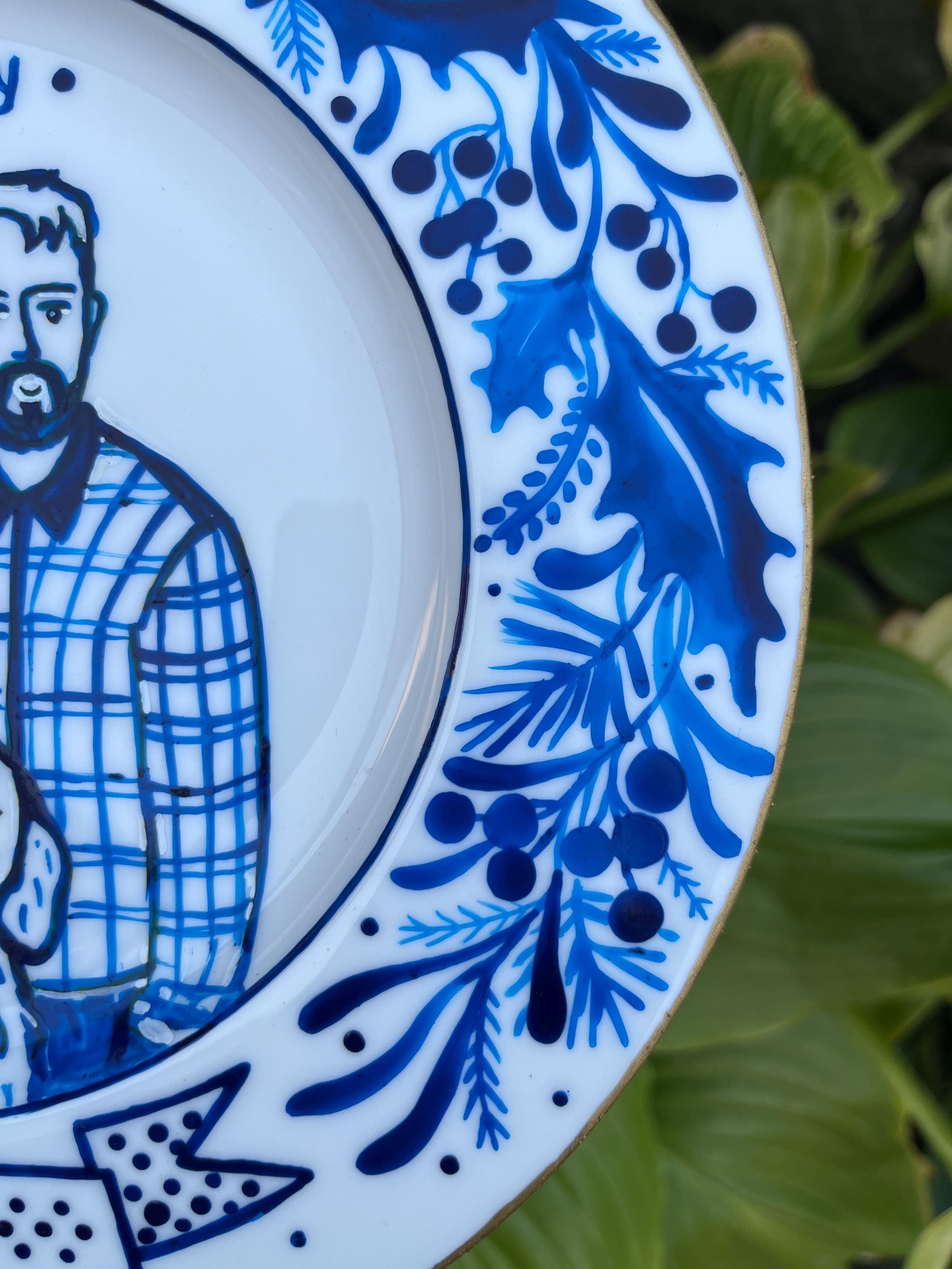Custom Portrait Ceramic Plate Personalized Hand Painted Plate Unique ...