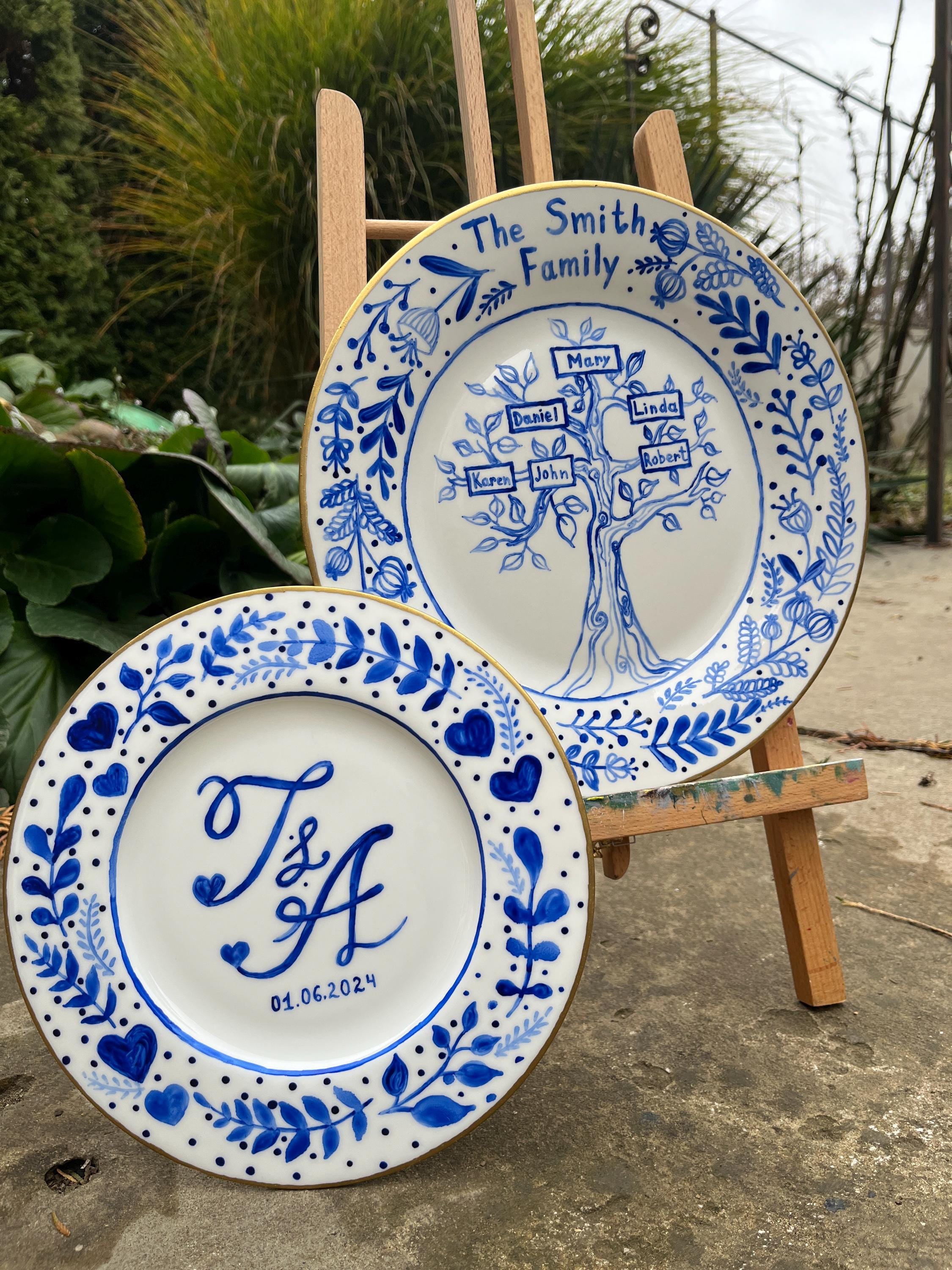 Custom Hand Painted Plate Family Tree Ceramic Plate Unique Christmas ...