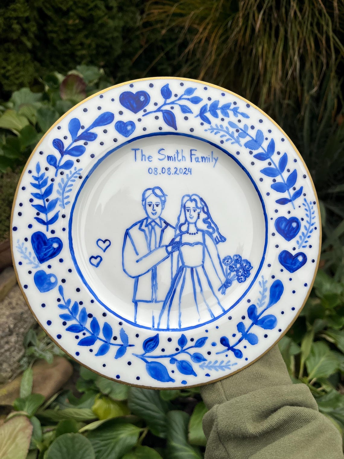 Custom Wedding Date Ceramic Plate Personalized Hand Painted Plate ...