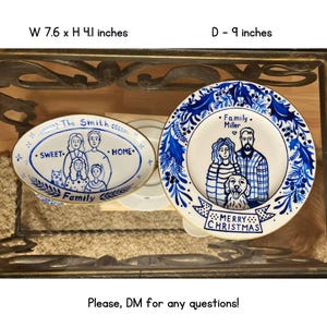 Personalized Plate Custom Family Portrait MAX 6 PERSONS Hand Painted ...