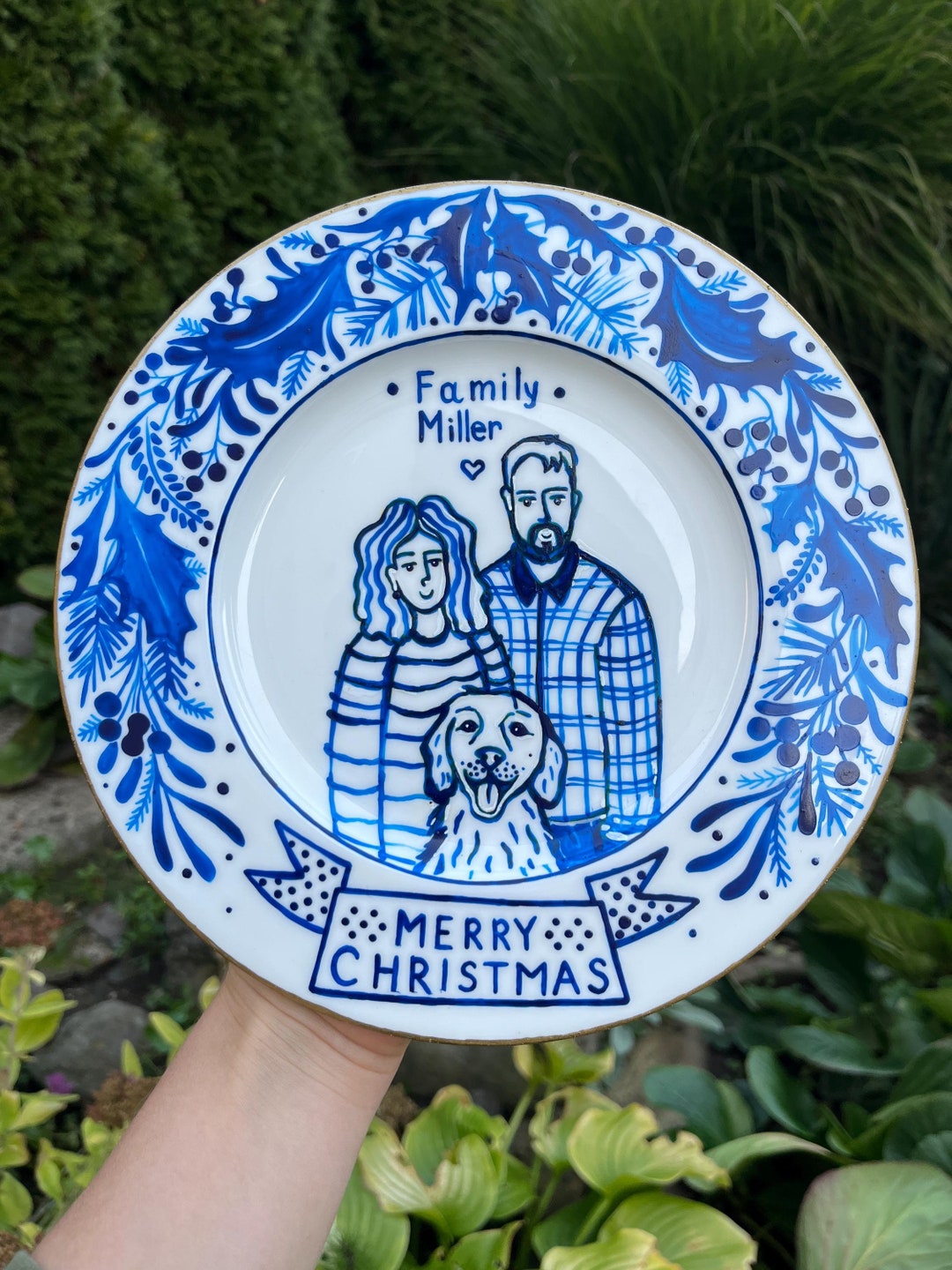 Custom Portrait Ceramic Plate Personalized Hand Painted Plate Unique ...