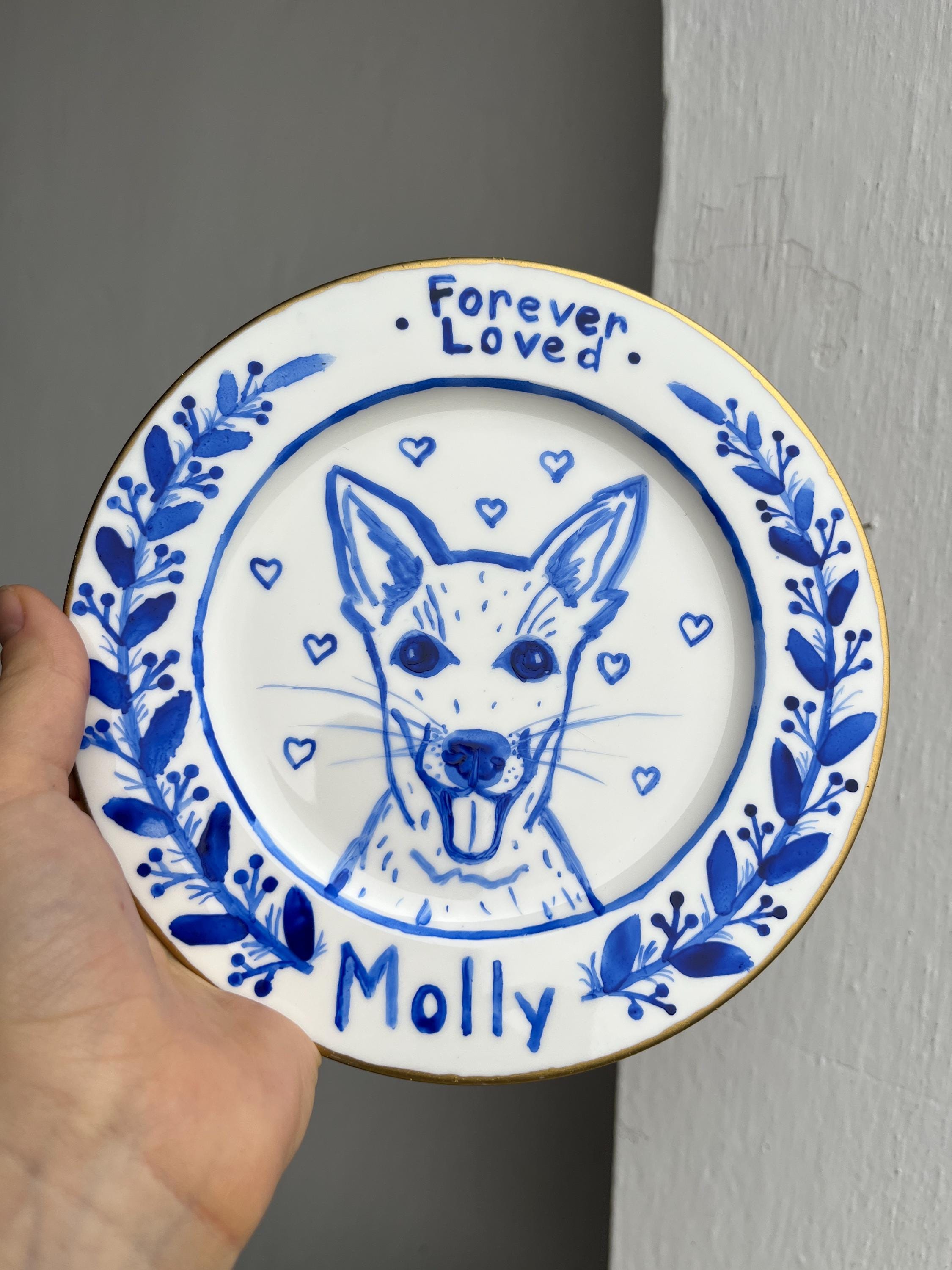 Hand-painted Dog Portrait Ceramic Plate - Custom Pet Memorial Wall Art ...