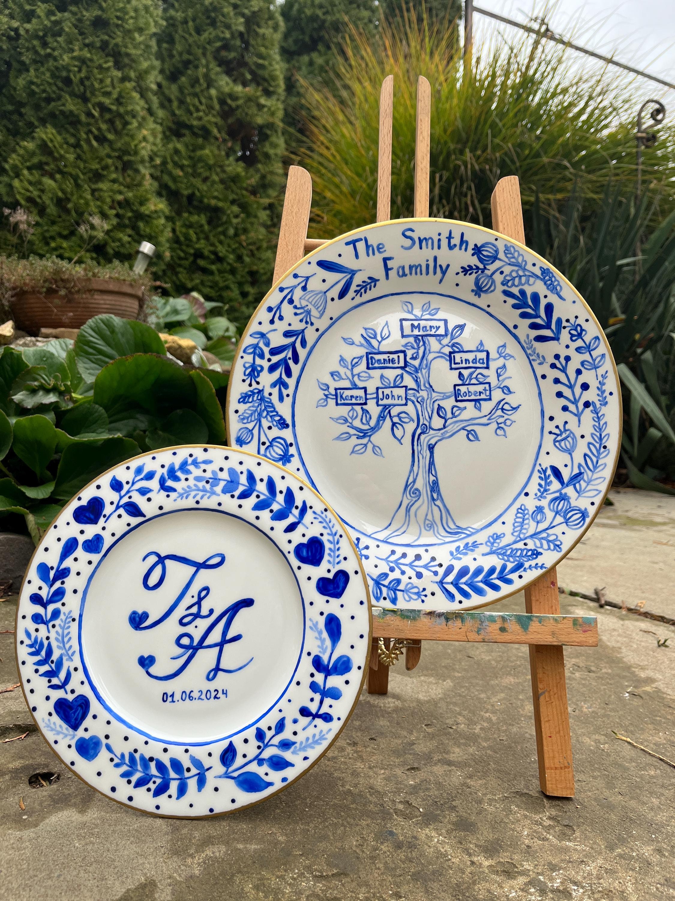Custom Hand Painted Plate Family Tree Ceramic Plate Unique Christmas ...