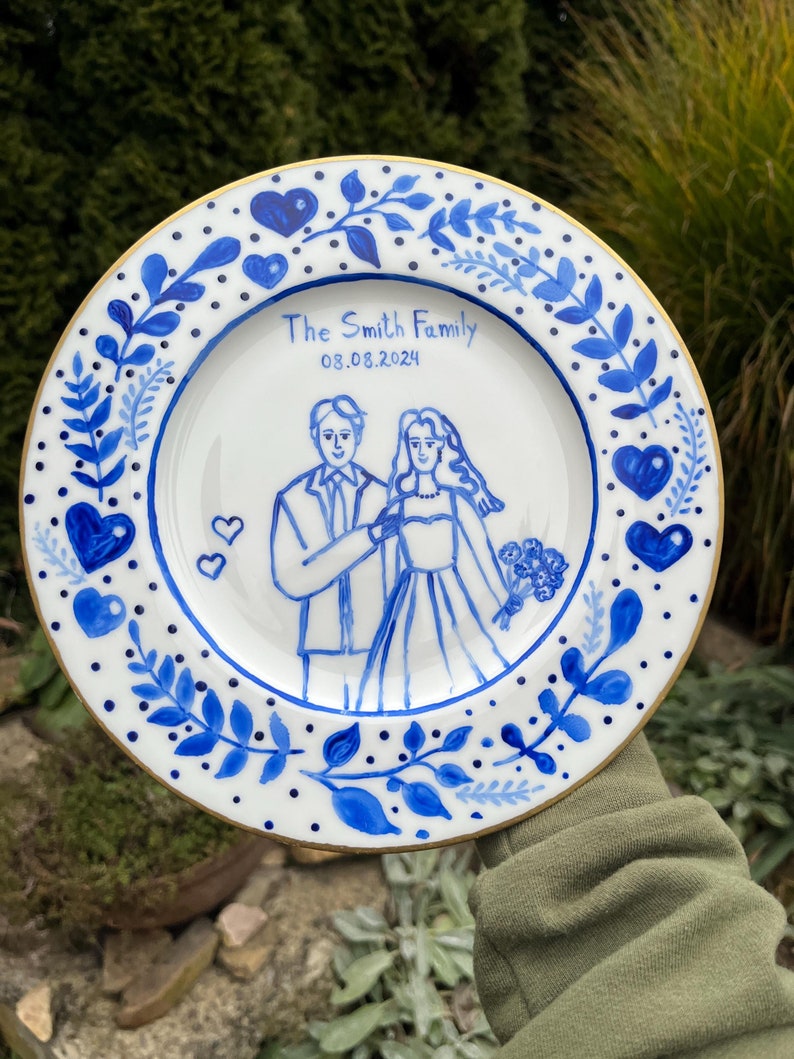 Custom Wedding Date Ceramic Plate Personalized Hand Painted Plate ...
