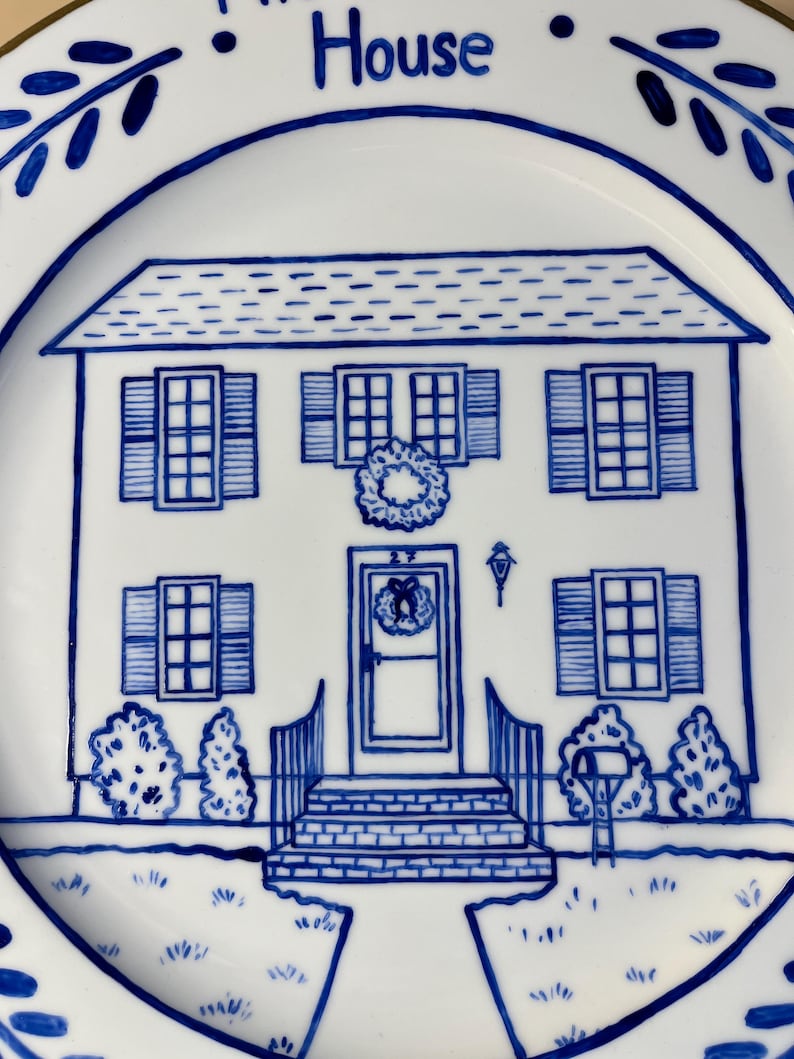 Custom House Portrait on Ceramic Plate Hand-painted Platter House ...