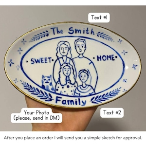 Personalized Plate Custom Family Portrait MAX 6 PERSONS Hand Painted ...