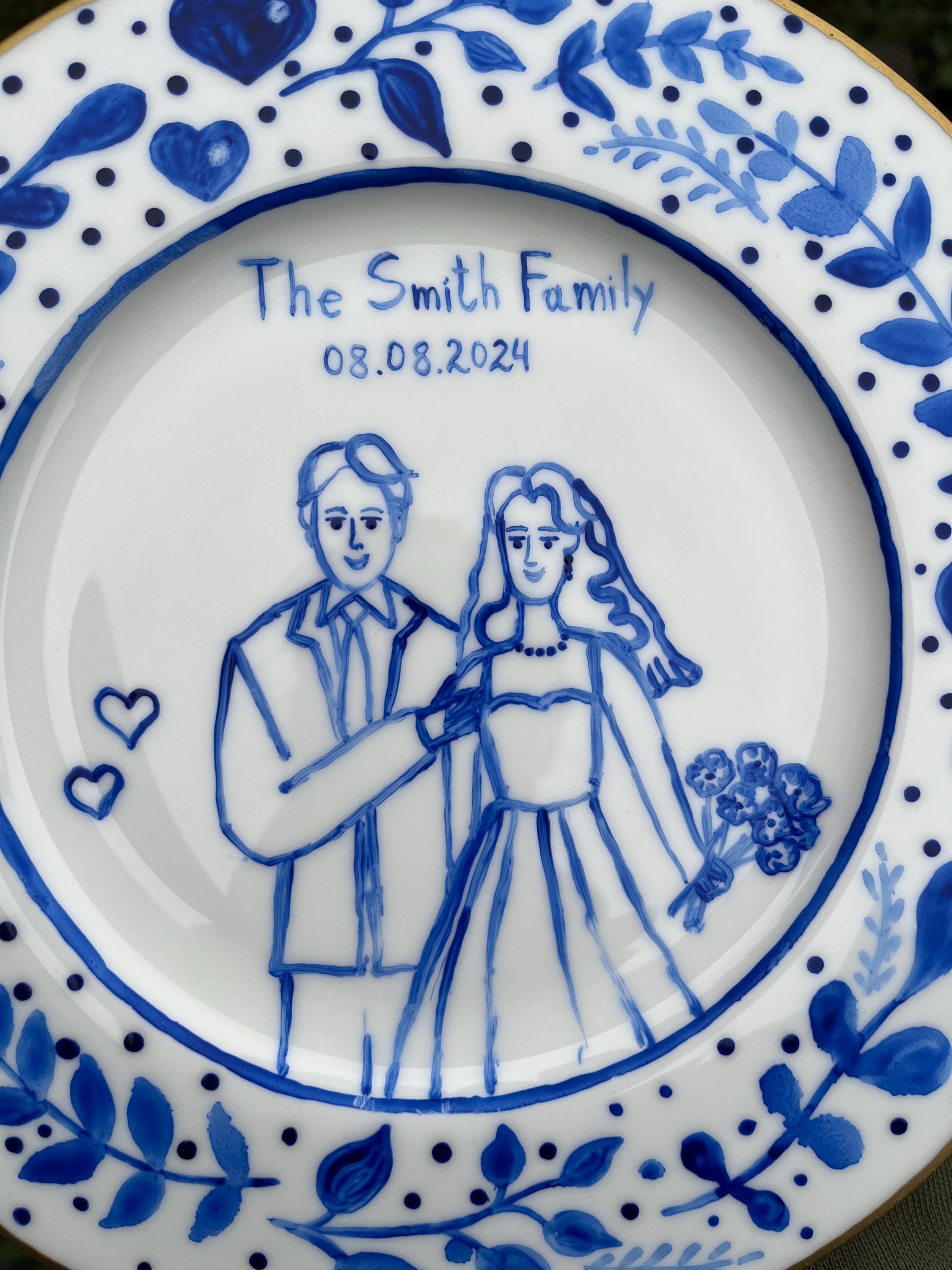 Custom Wedding Date Ceramic Plate Personalized Hand Painted Plate ...