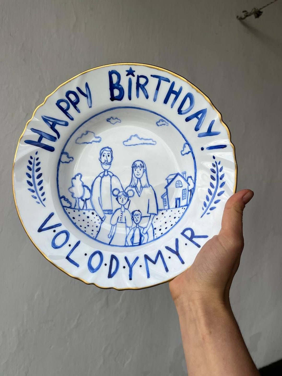 Personalized Birthday Plate Family Portrait Handpainted Wedding Plate ...