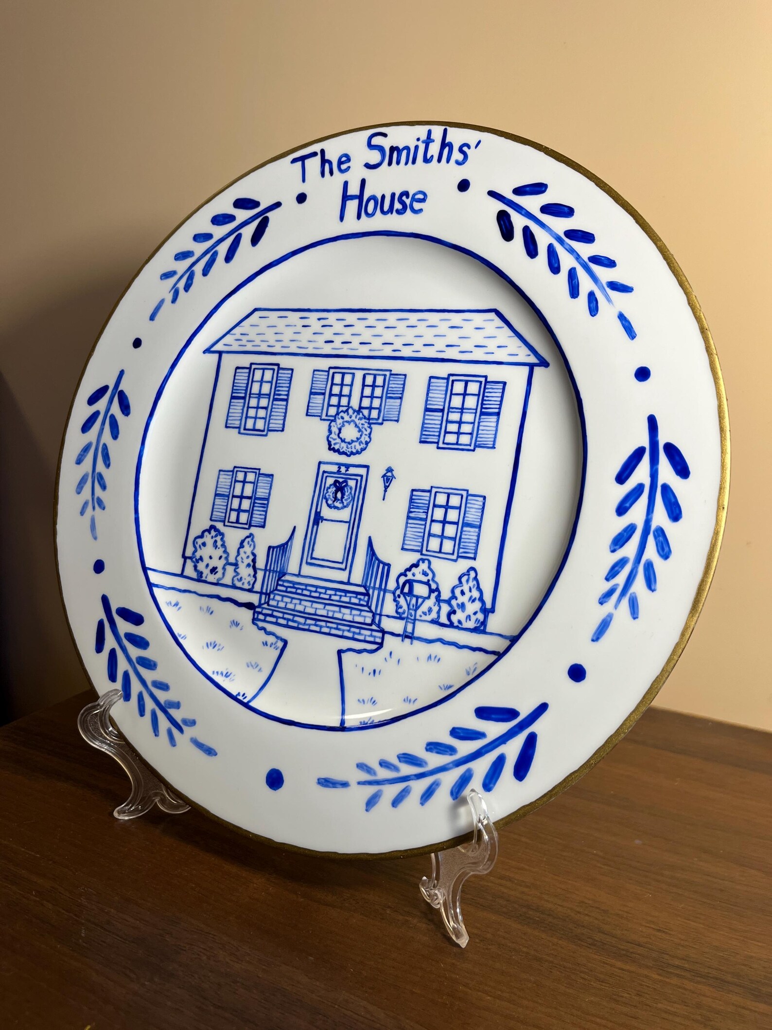 Custom House Portrait on Ceramic Plate Hand-painted Platter House ...