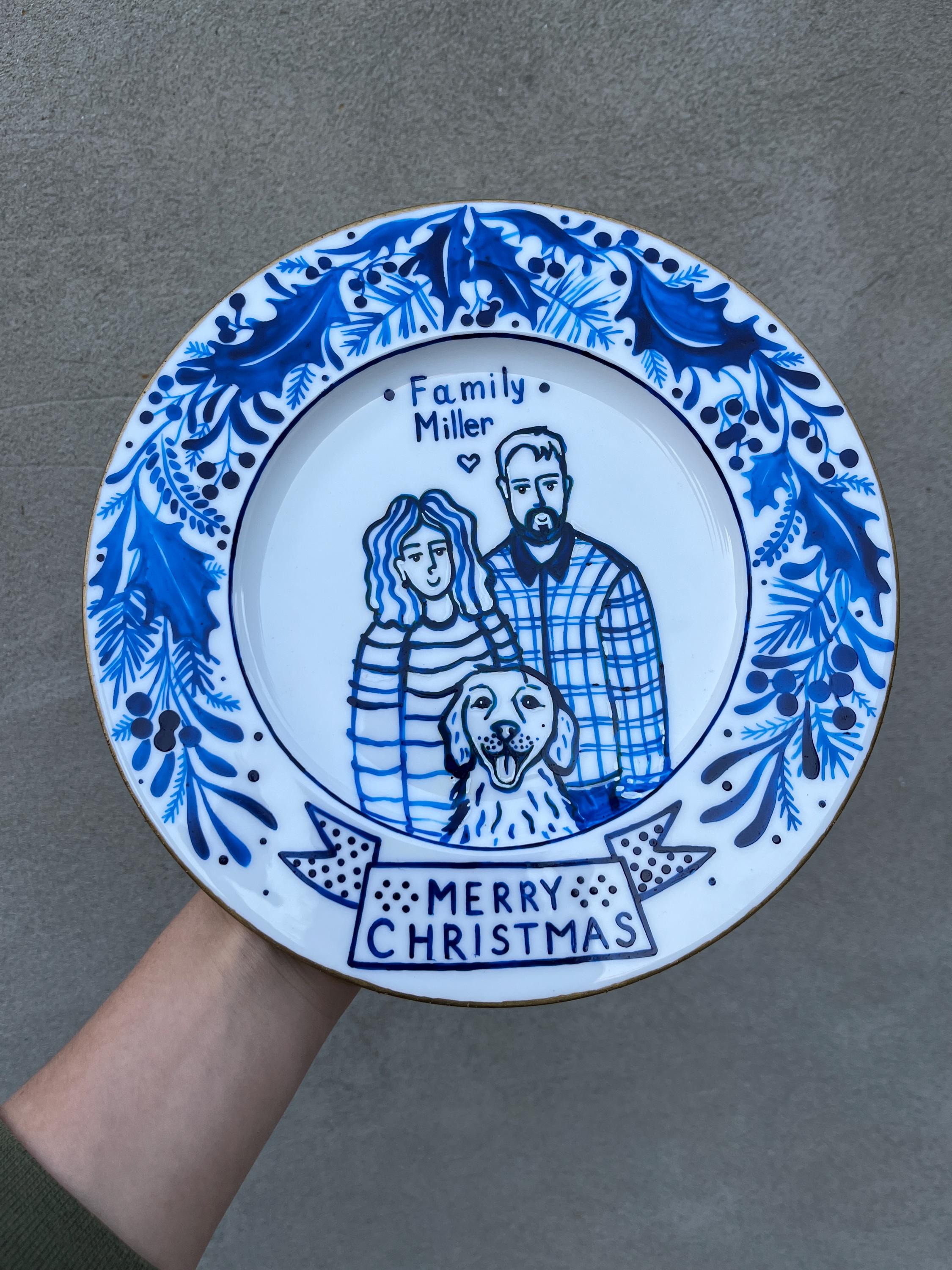 Custom Portrait Ceramic Plate Personalized Hand Painted Plate Unique ...