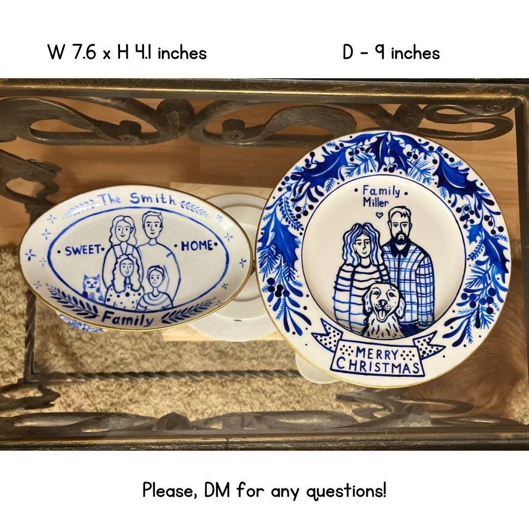 Custom Portrait Ceramic Plate Personalized Hand Painted Plate Unique ...